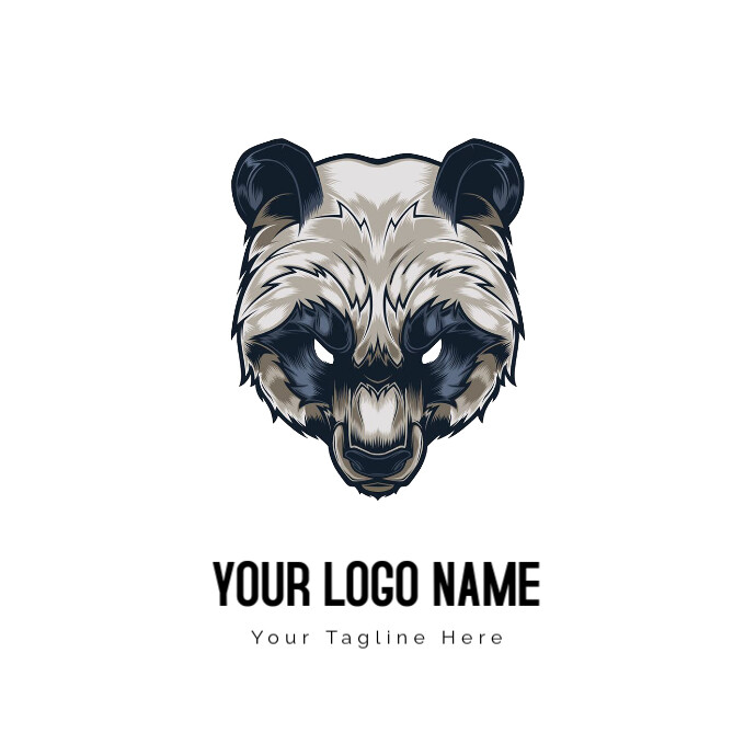 Black And White Panda Logo Template | PosterMyWall