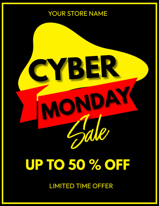 Black and yellow black friday sale 50 % off Template | PosterMyWall