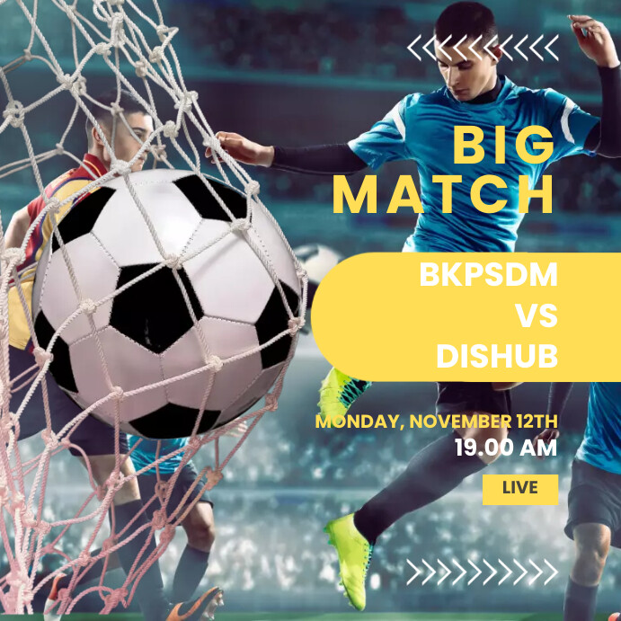 Black and Yellow Football Match Instagram Pos Template | PosterMyWall