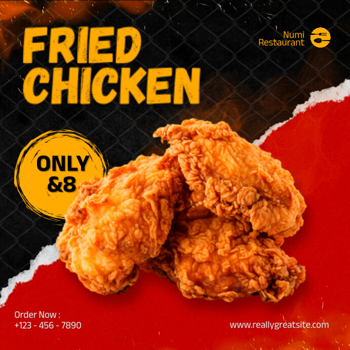 Copy of Black and Yellow Fried Chicken Food Menu Instagram Post ...