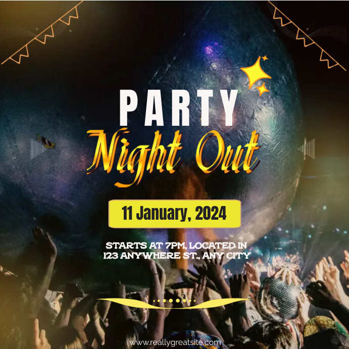 Black and Yellow Futuristic Party Night Out Template | PosterMyWall