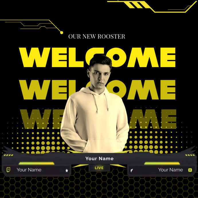 Black and Yellow Gaming Esport Player Template | PosterMyWall