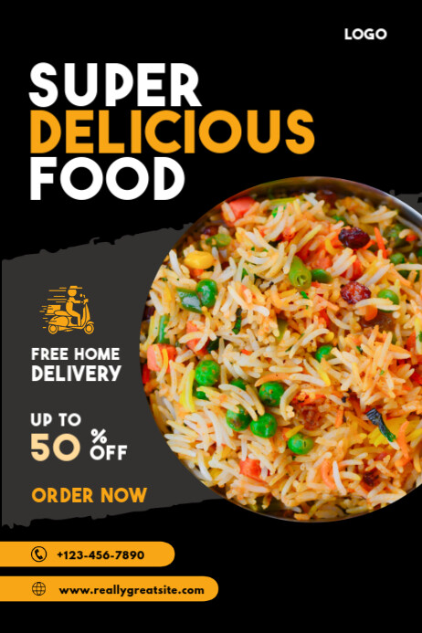 Copy of Black and Yellow Modern Delicious Food Poster | PosterMyWall