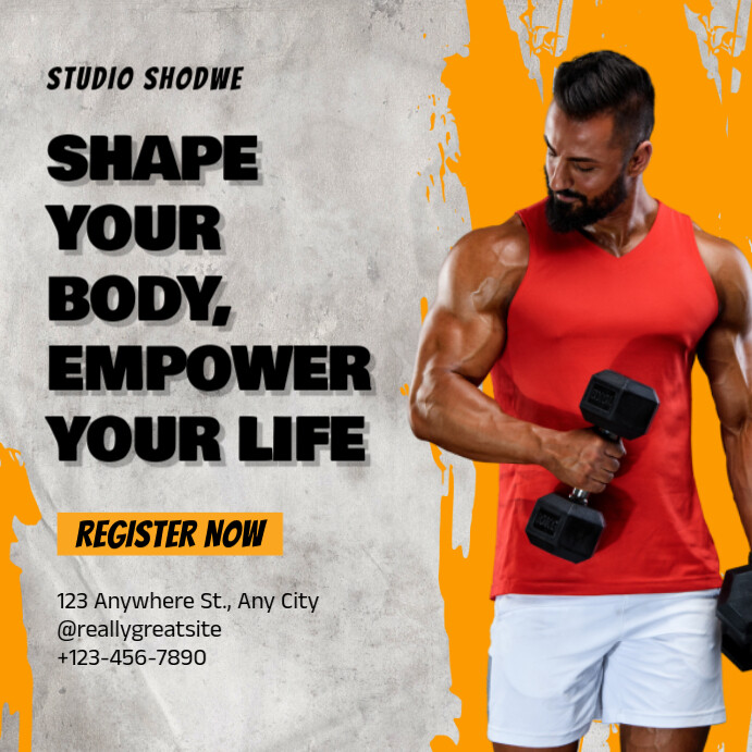 Plantilla de black and yellow modern fitness ig post | PosterMyWall