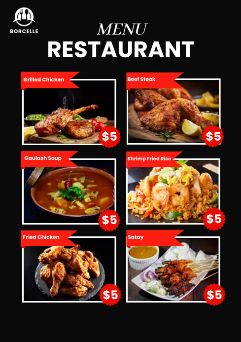 Modèle Black And Yellow Modern Restaurant Food Menu | PosterMyWall