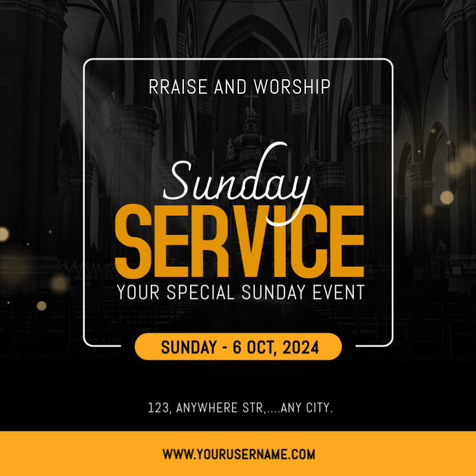Copy of Black and Yellow Modern Sunday Worship Service Instagram Post ...