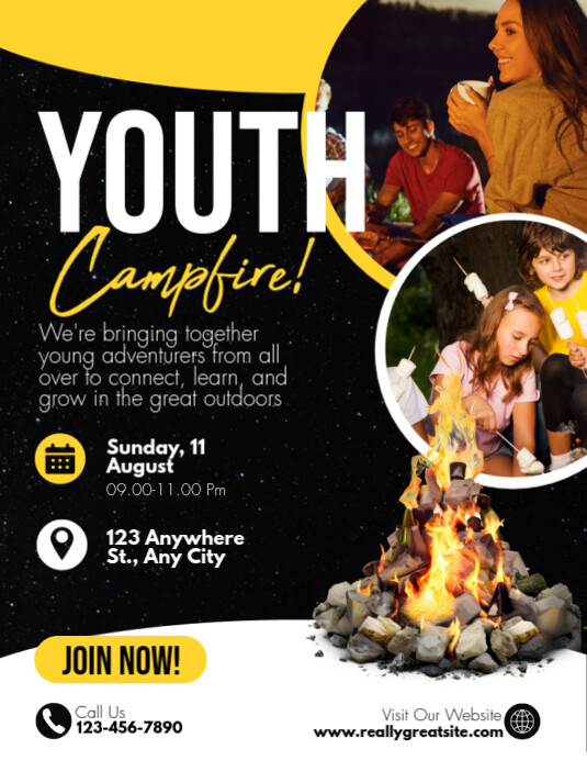 Copy of Black and Yellow Modern Youth Campfire Flyer | PosterMyWall