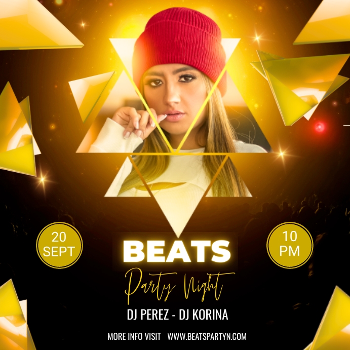 black and yellow party night instagram post Template | PosterMyWall