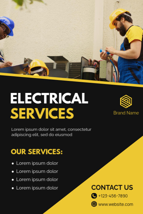 Black and yellow Professional Electrical Service Poster Template ...