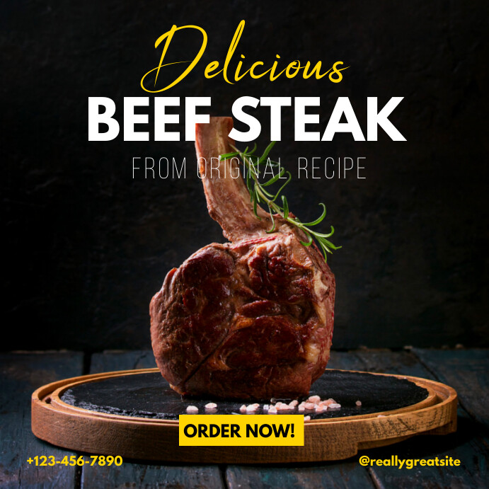 Black and Yellow Simple Minimalist Steak Hous เทมเพลต | PosterMyWall