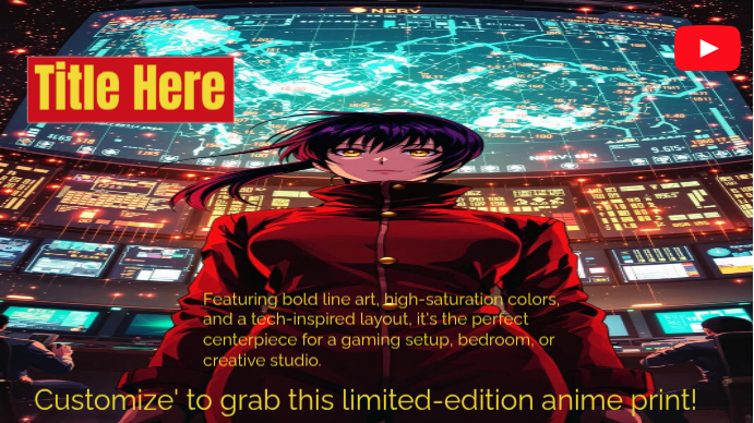 Black Anime Art Print YouTube Thumbnail Templat | PosterMyWall