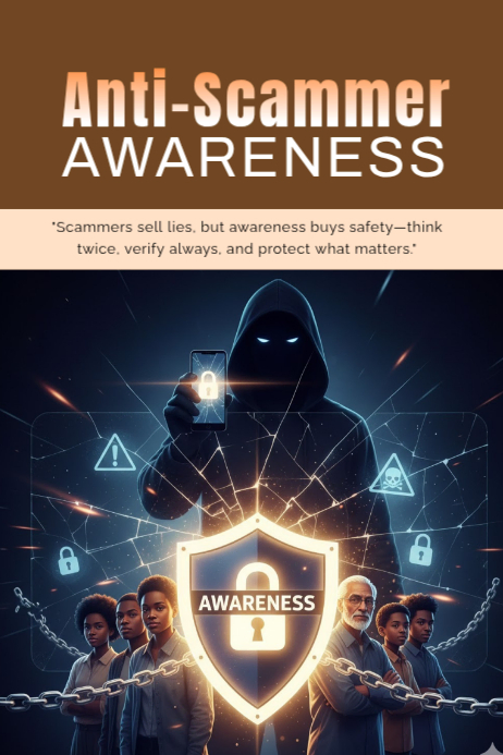 Plantilla de Black Anti-Scammer Awareness Poster | PosterMyWall
