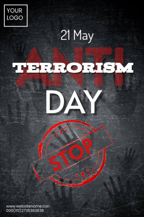 Black Anti Terrorism Day Poster Template | PosterMyWall