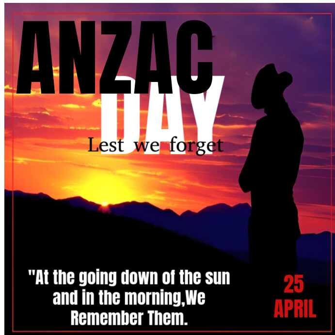 Black Anzac Day Design Instagram Post Template | PosterMyWall
