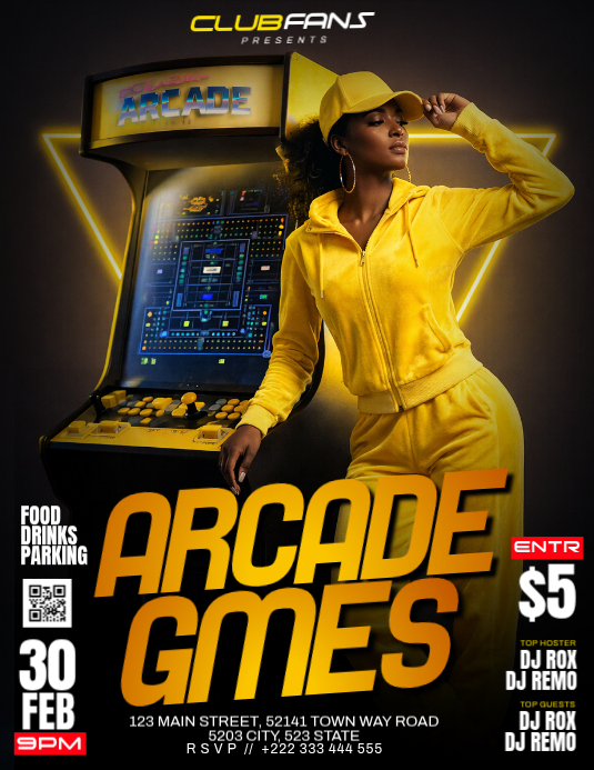 Black Arcade Games Flyer Template | PosterMyWall