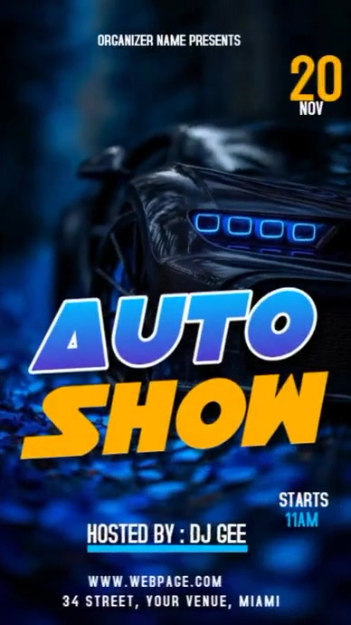 Black Auto Show Digital Display (9:16) Template | PosterMyWall