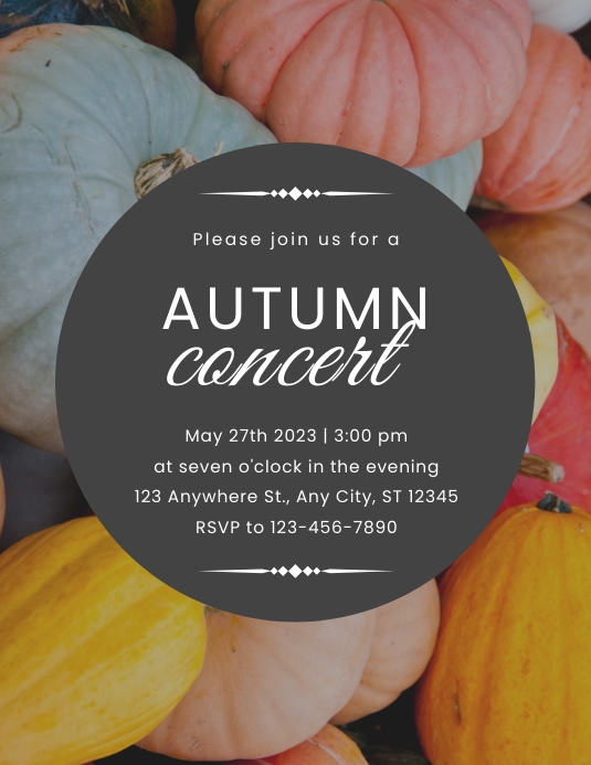 Black Autumn Concert Invitation Card Template | PosterMyWall