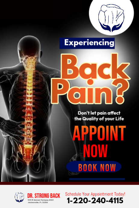 Black Back Pain Relief Poster Template | PosterMyWall