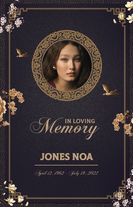 Copy of Black background Funeral Program Template (1) | PosterMyWall