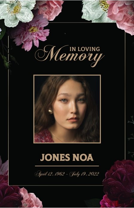 Copy of Black background Funeral Program Template (2) | PosterMyWall
