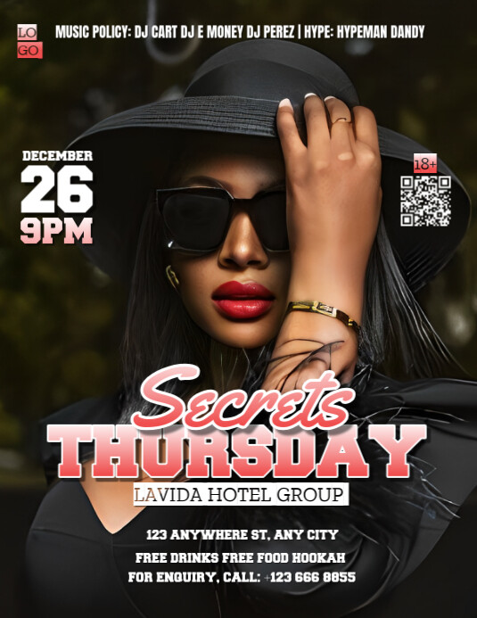 Copy of Black Background Gradient Secrete Thursday Flyer (us Letter ...