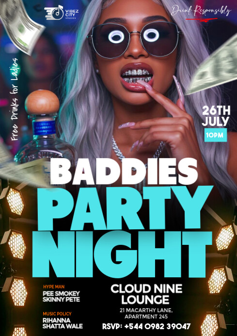 Black Baddies Night Party Club Flyer A4 | PosterMyWall