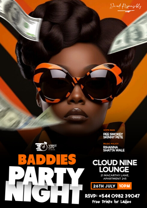 Black Baddies Night Party Club Flyer A4 Template | PosterMyWall