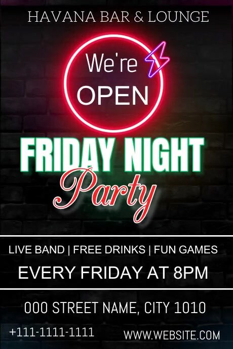 Black Bar Night Poster Template | PosterMyWall