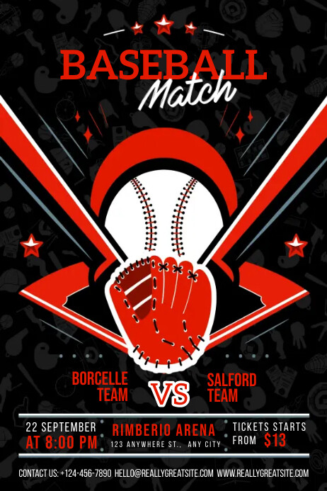 Black Baseball Poster Template | PosterMyWall