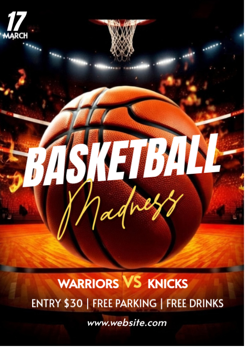 Black Basketball Event A4 Template | PosterMyWall