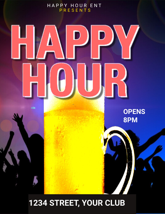 black beer glass happy hour bar Template | PosterMyWall