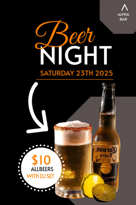 Black Beer Night Poster Template | PosterMyWall
