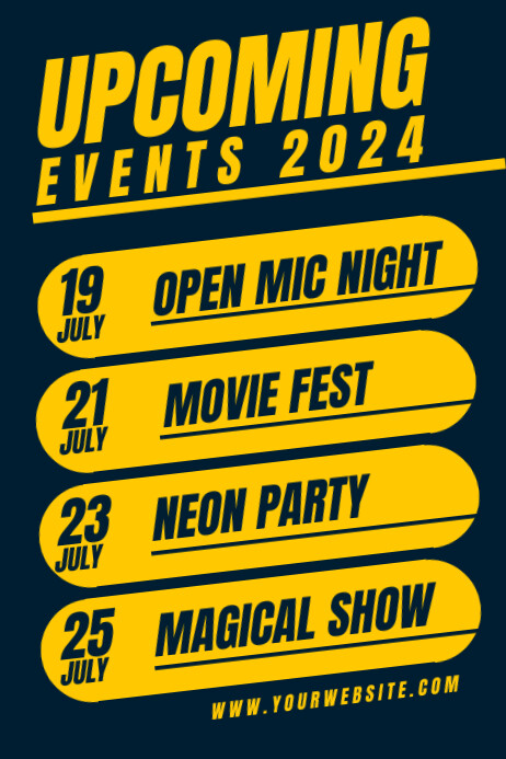 Black Berbasis Daftar Upcoming Event Poster Template | PosterMyWall