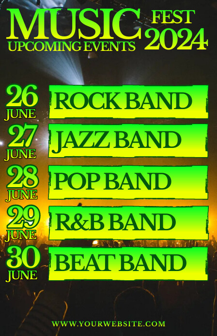 Black Berbasis Daftar Upcoming Event Tabloid Template | PosterMyWall