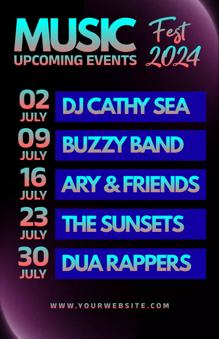 Black Berbasis Daftar Upcoming Event Tabloid Template | PosterMyWall