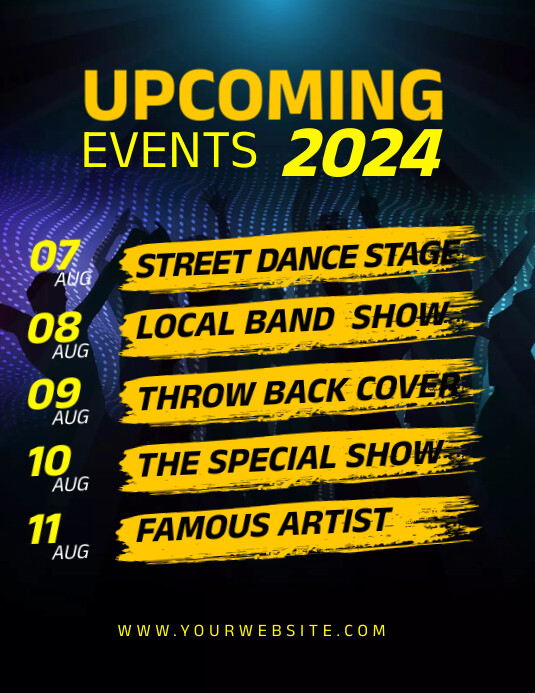 Black Berbasis Daftar Upcoming Events Pamflet Template | PosterMyWall