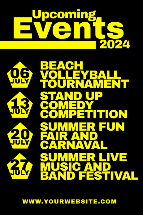 Black Berbasis Daftar Upcoming Events Poster Template | PosterMyWall