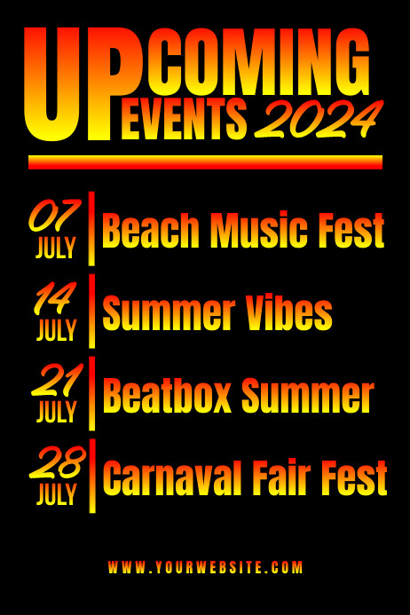 Black Berbasis Daftar Upcoming Events Poster Template | PosterMyWall