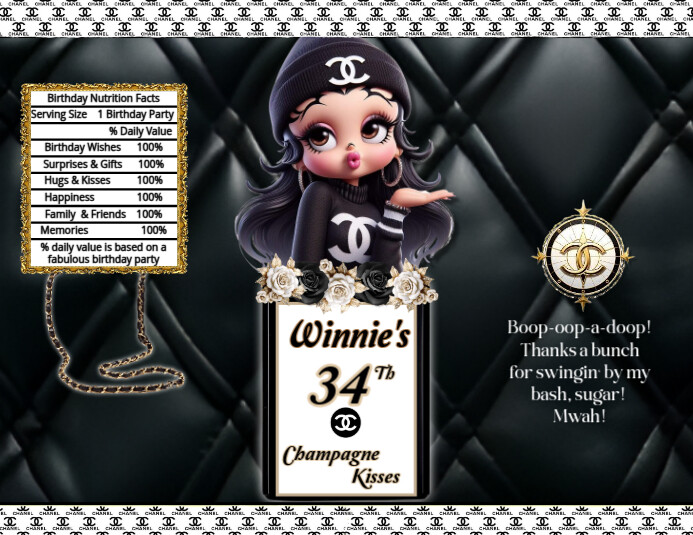 Copy of Black Betty Boop Chanel Birthday Chip Bag Flyer (us Letter ...