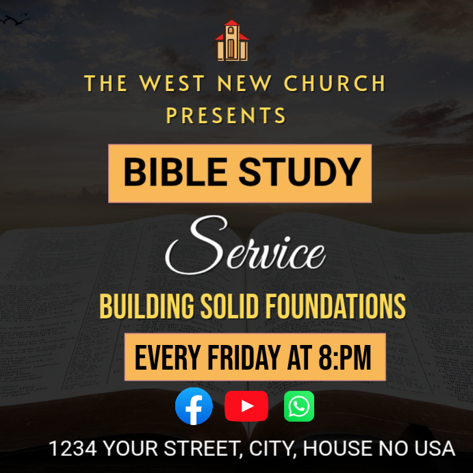 Black Bible Study Service Instagram Post Template | PosterMyWall