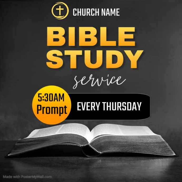 Black Bible Study Service Instagram Post Template | PosterMyWall
