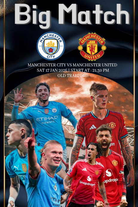 Black Big Match Socce Poster Template | PosterMyWall