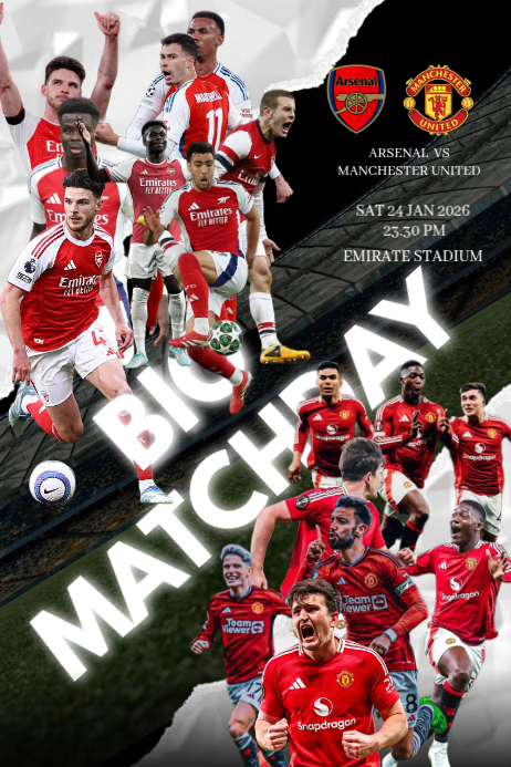 Black Big Matchday Poster Template | PosterMyWall
