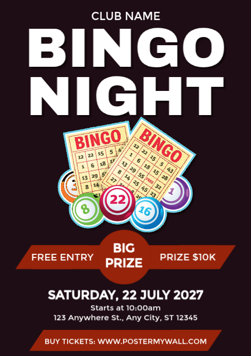Black Bingo Night Event A4 Template | PosterMyWall