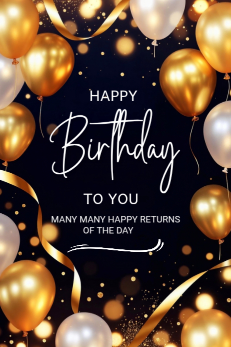 Black Birthday Celebration Poster Template | PosterMyWall