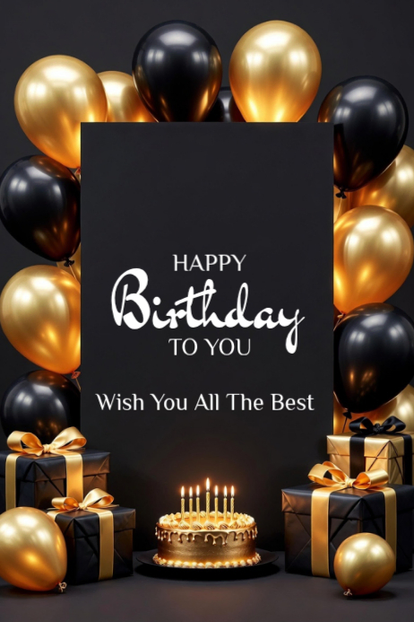 Black Birthday Celebration Poster Template | PosterMyWall