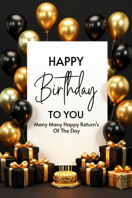 Black Birthday Celebration Poster Template | PosterMyWall