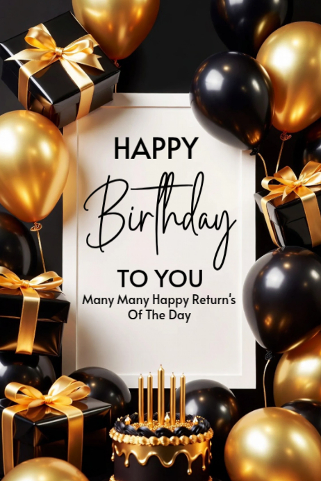 Black Birthday Celebration Poster Template | PosterMyWall