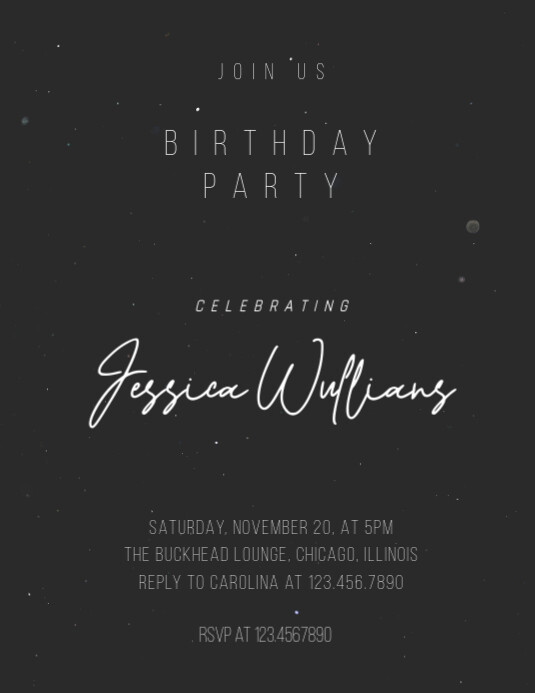 Black Birthday Invitation Party Flyer (us Letter) Template | PosterMyWall