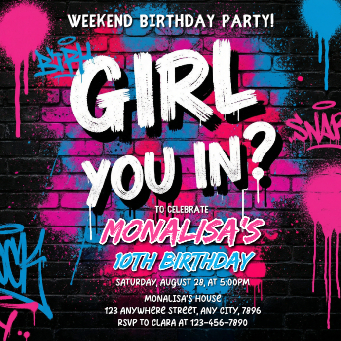 Black Birthday Party Square Template | PosterMyWall